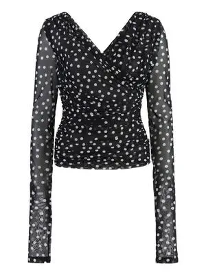 Dolce & Gabbana Polka Dot Tulle Top - Black