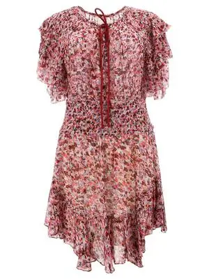 Isabel Marant Isabel Marant Étoile Amara Printed Dress Raspberry/ecru