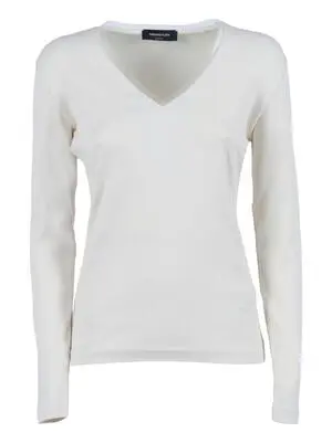 FABIANA FILIPPI Ribbed Cotton V-Neck Long Sleeve T-Shirt