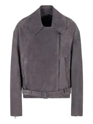 Emporio Armani Leather Jacket Grey