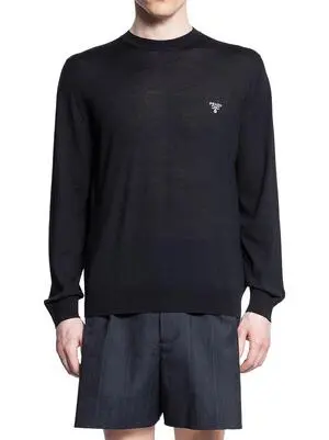 Prada Embroidered Cotton Cardigan Black
