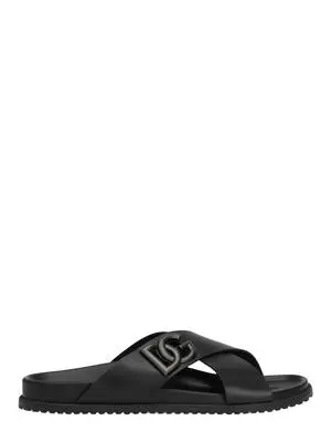 Dolce & Gabbana Logo Slides Sandals - Black