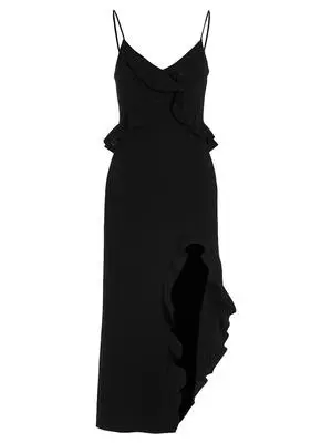 David Koma Crossbody & Open Leg Ruffle Detail Dress - Black