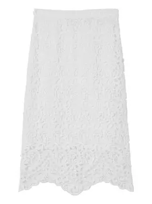 Burberry Lace Pencil Midi Skirt - White