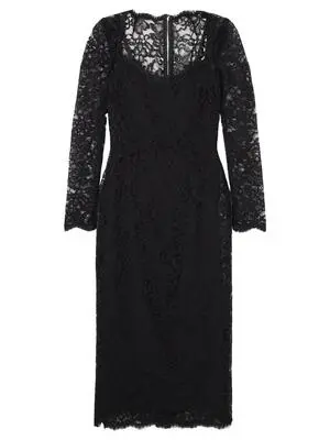 Dolce & Gabbana Corded Lace Midi Dress - Black