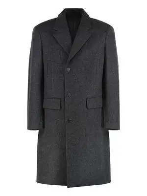 Prada Single-breasted Wool Coat - Grey