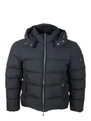 MOORER Goose Down Padded Bomber Jacket - Black