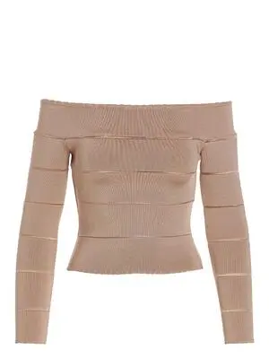Alexandre Vauthier Off-shoulder Viscose Knit Top - Pink