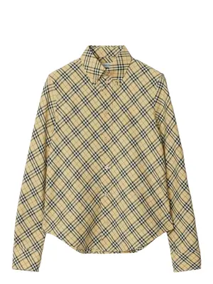 Burberry Slim Fit Check Cotton Shirt Grain