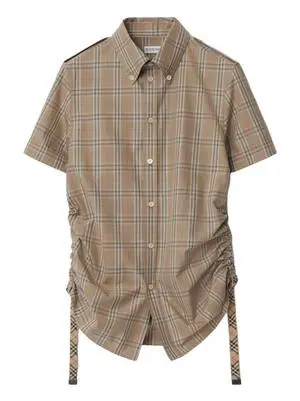 Burberry Slim Fit Check Cotton Shirt Nut