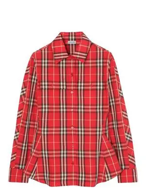 Burberry Slim Fit Check Shirt - Pillar Red
