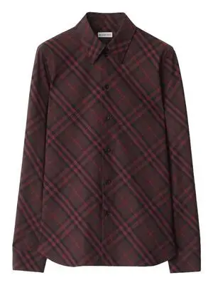 Burberry Slim Fit Check Shirt - Wine Red