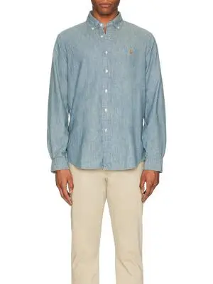 Polo Ralph Lauren Long Sleeve Sport Shirt In Denim-light - Chambray