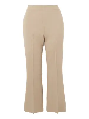 HIGH SPORT Cropped Stretch-cotton Flared Pants - Neutrals