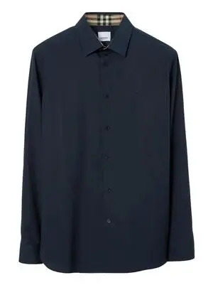 Burberry Slim Fit Stretch Cotton Shirt Navy