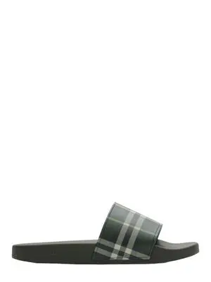 Burberry Check Print Slides - Thicket Green