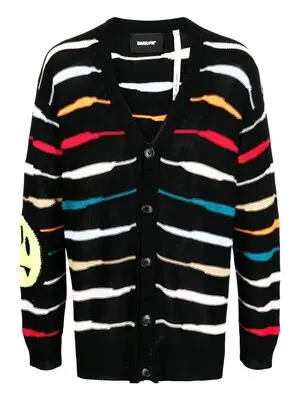 BARROW Striped V-neck Cardigan - Black