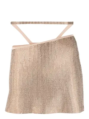 ANDREĀDAMO Rhinestone-embellished Mini Skirt - Gold