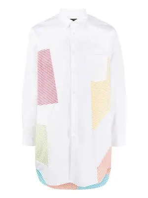 Comme Des Garçons Striped Panelled Cotton Shirt - White