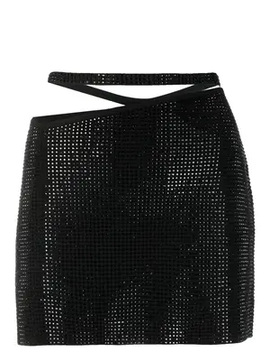 ANDREĀDAMO Rhinestone-embellished Miniskirt - Black