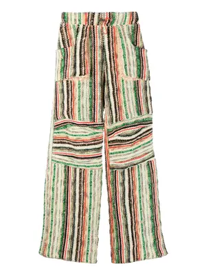 VITELLI Stripe-print Trousers - Neutrals