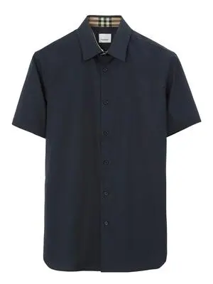 Burberry Logo-embroidered Cotton Shirt - Blue