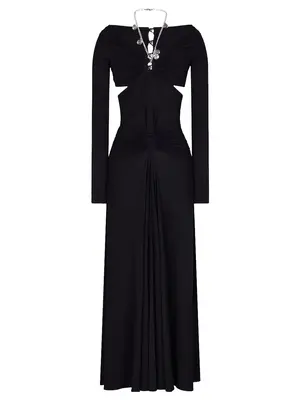 Rabanne Chain-detail Draped Long Dress - Black