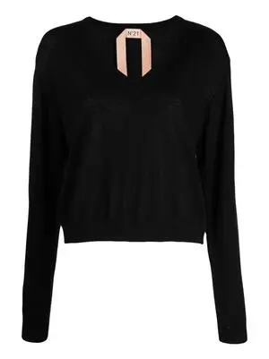 N°21 V-neck Virgin Wool Jumper - Black