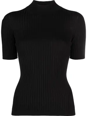 Versace Ribbed Knit Top - Black