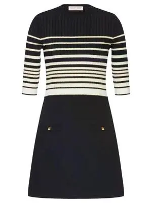 Valentino Garavani Striped Lurex Minidress - Blue