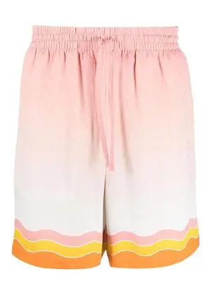 Casablanca Rainbow Monogram Silk Shorts - Pink