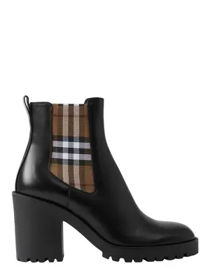 Burberry Checkered Panel Chelsea Boots - Black
