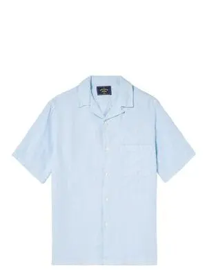 Portuguese Flannel Camp-collar Linen Shirt - Blue