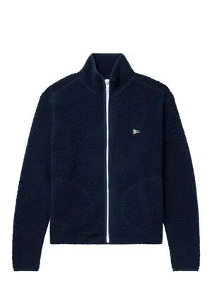 DRAKE'S Logo-embroidered Wool-blend Fleece Jacket - Blue