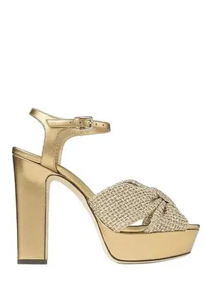 JIMMY CHOO Heloise 120 Metallic Platform Sandals - Silver