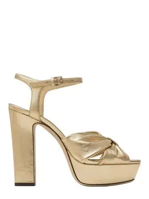 JIMMY CHOO Heloise 120 Metallic Platform Sandals - Silver