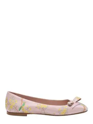 Sarah Flint Natalie Ballerina Flats - Pink Holts Garden Jacquard
