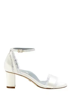 Sarah Flint Block Heel Sandal - Wedding White Satin & Lace