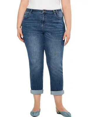 NIC+ZOE Cuffed Straight Leg Girlfriend Jeans - Atlantic