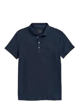 Billy Reid Pensacola Pima Cotton Piqué Polo - Carbon Blue