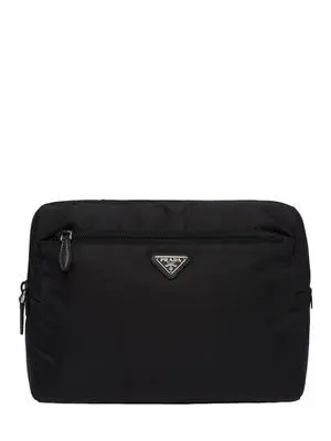 Prada Large Re-nylon Travel Pouch - Black/astral Blue