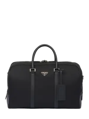 Prada Re-nylon And Saffiano Leather Duffel Bag - Black