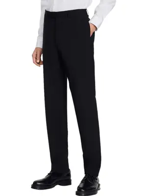 Sandro Solid Slim Fit Suit Trousers - Black