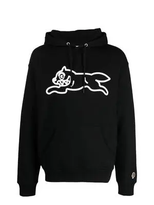 ICECREAM Running Dog Rib-trimmed Hoodie - Black