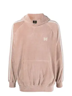 Needles Side-stripe Velour Hoodie - Pink