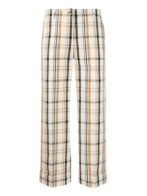 Alberto Biani Plaid Cropped Trousers - Neutrals