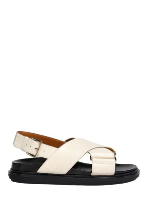 Marni Fussbet Leather Sandals - Neutrals
