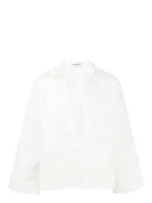Saint Laurent V-neck Linen Shirt - White
