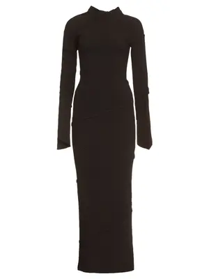 Balenciaga Spiral Ribbed-knit Maxi Dress - Black