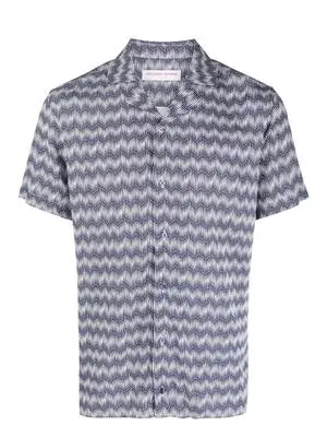 Orlebar Brown Travis Chevron Short-sleeve Shirt - Blue